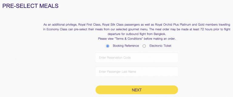 How to Pre-Select Meals with Thai Airways | Prince of Travel
