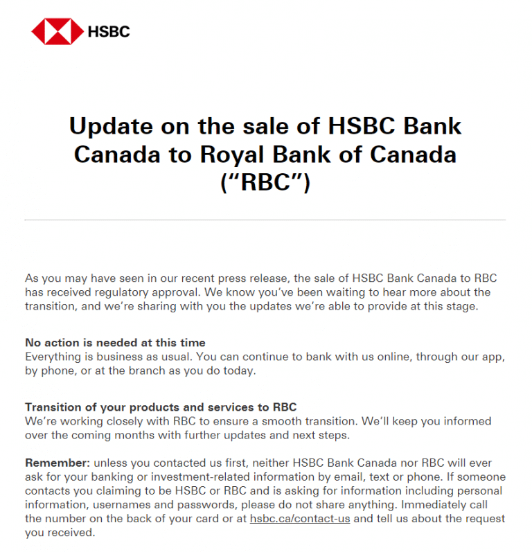 RBC to Transition HSBC Cardholders by March 2024 | Prince of Travel
